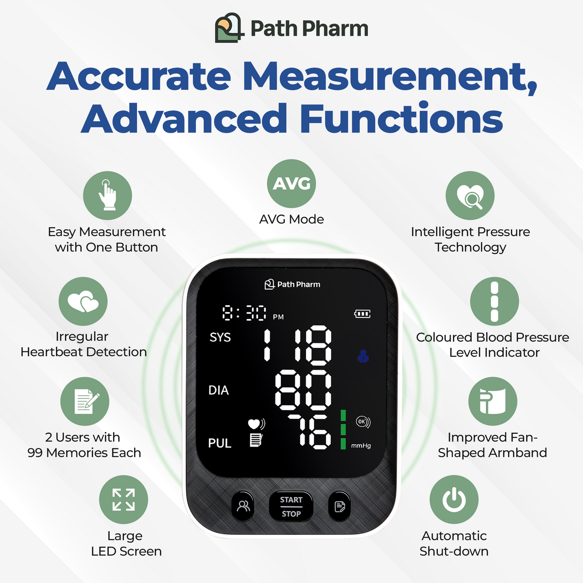 Path Pharm PPA-210A Premium Blood Pressure Monitor